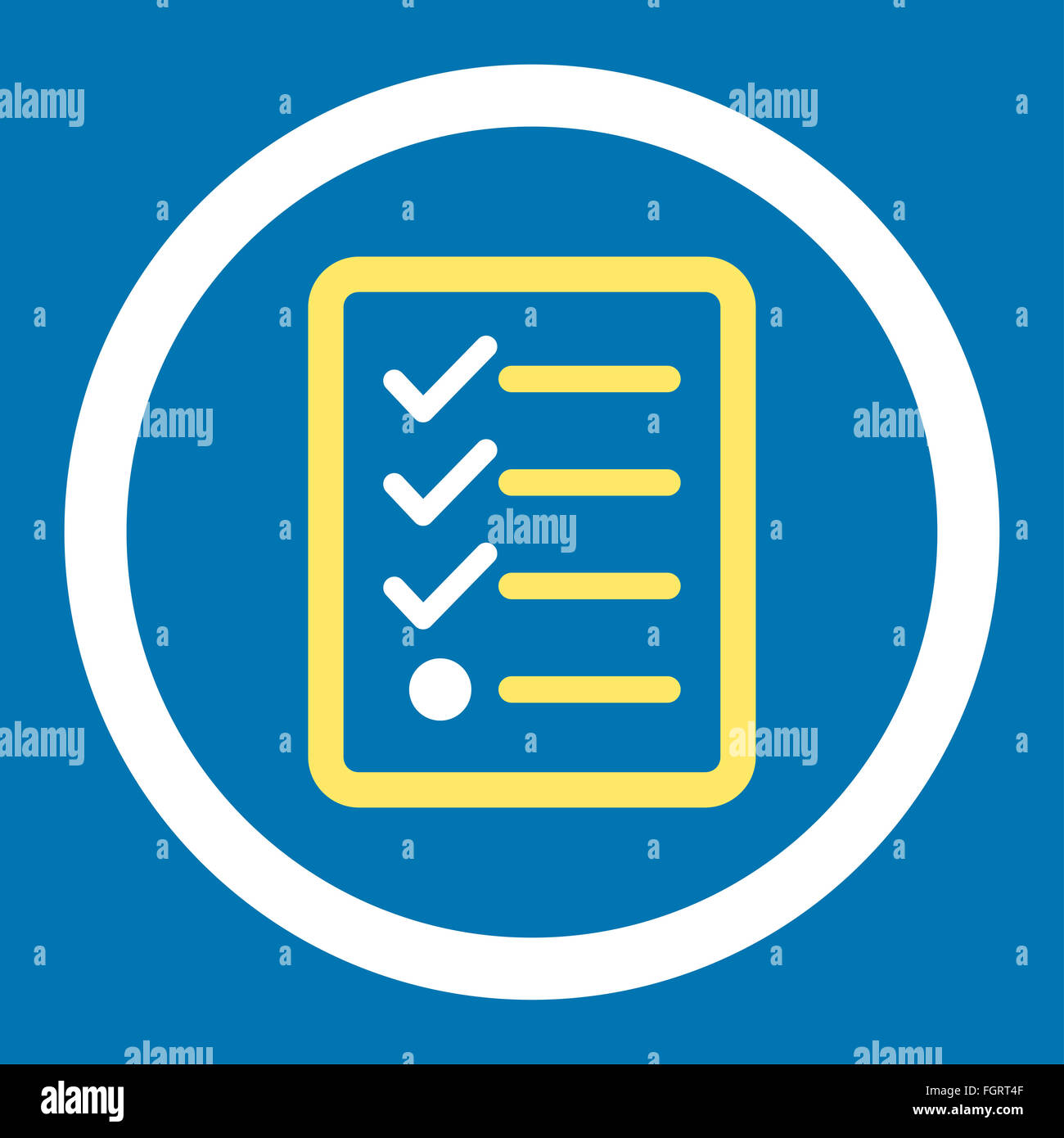 Checklist flat yellow and white colors rounded glyph icon Stock Photo ...