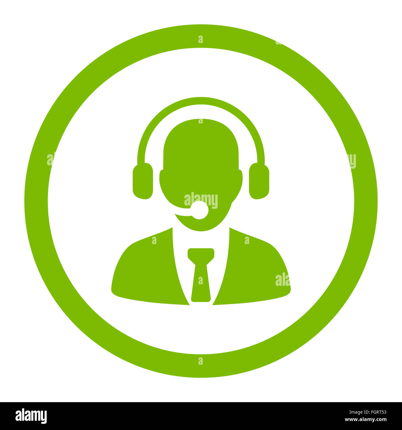 Call center flat eco green color rounded vector icon Stock Photo - Alamy