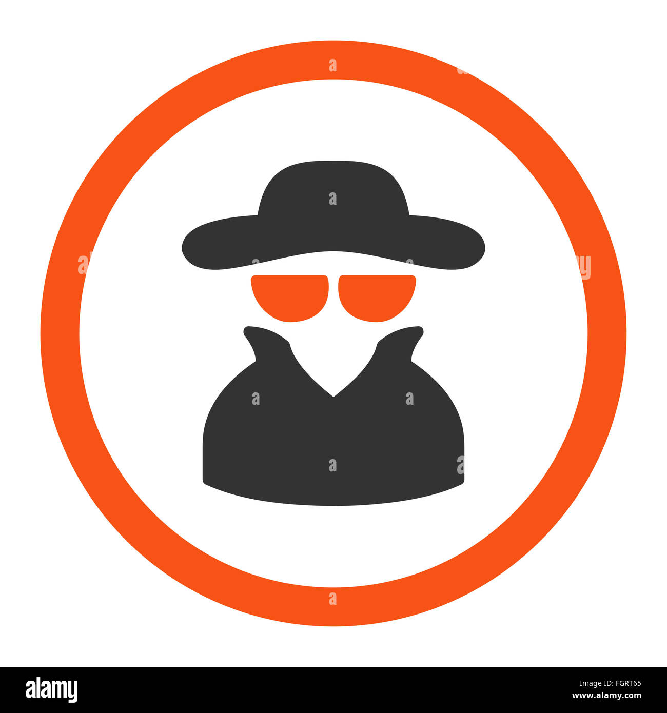 Spy flat orange and gray colors rounded vector icon Stock Photo - Alamy
