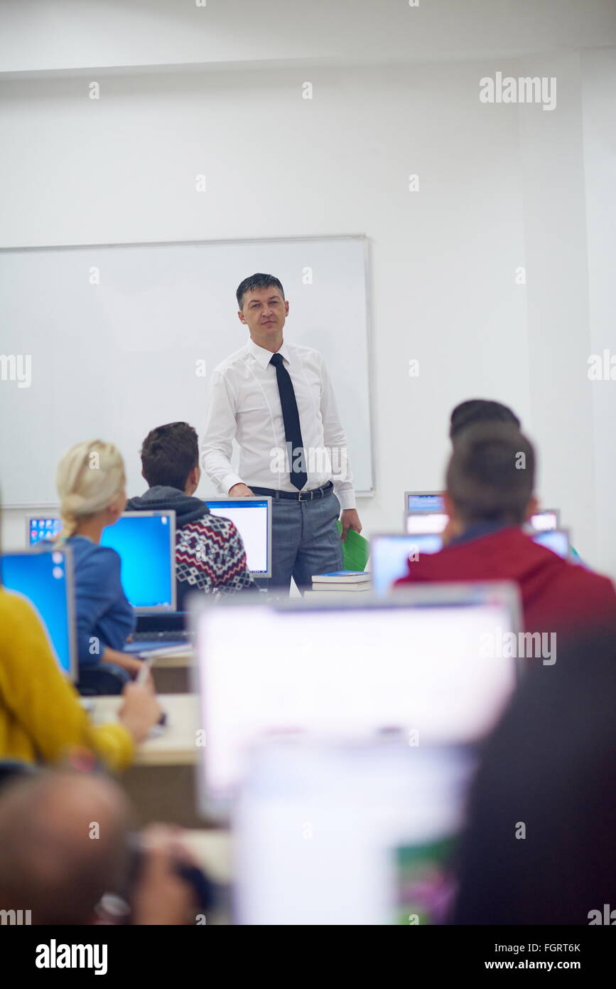 students with teacher in computer lab classrom Stock Photo - Alamy