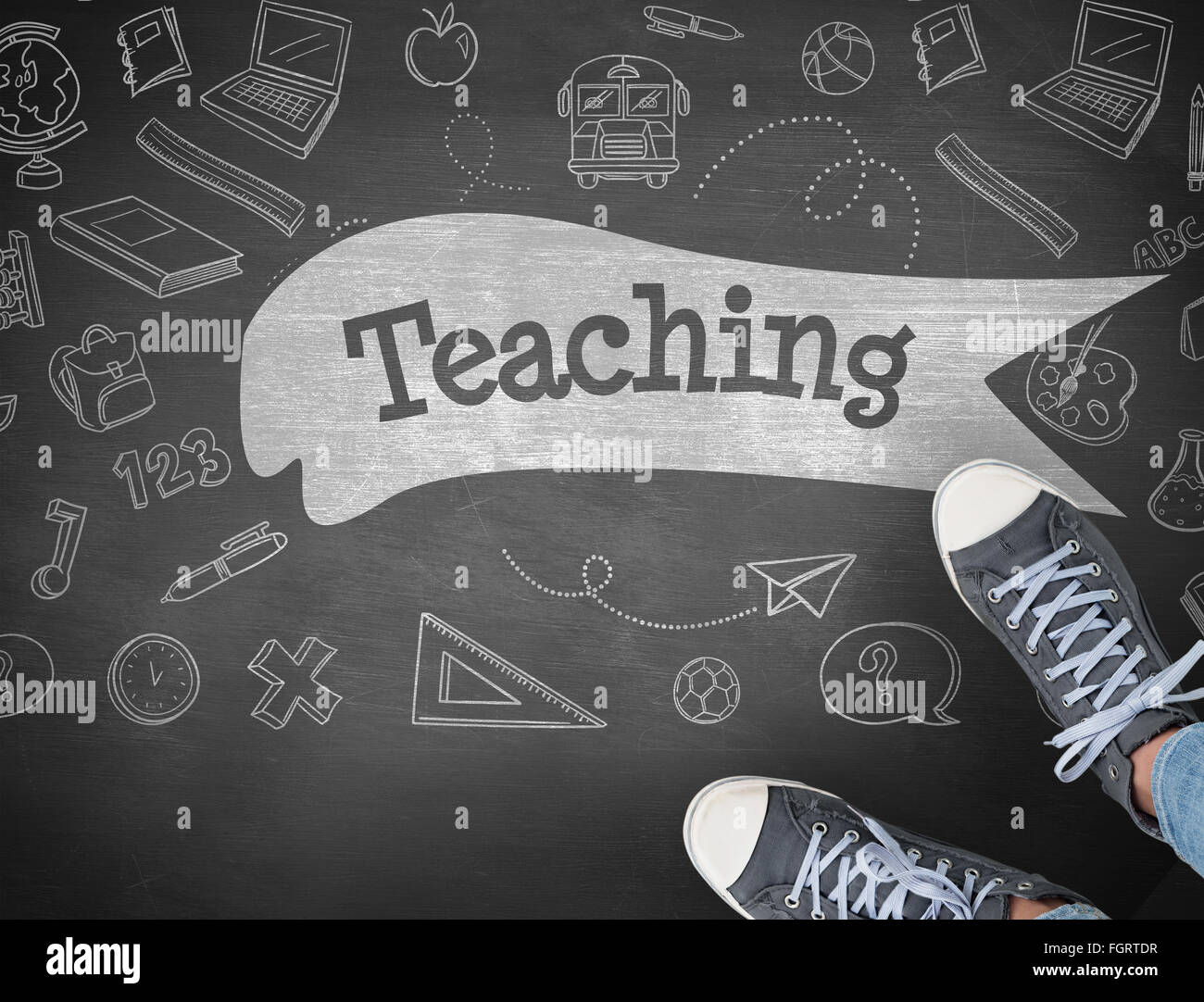Teaching against black background Stock Photo - Alamy