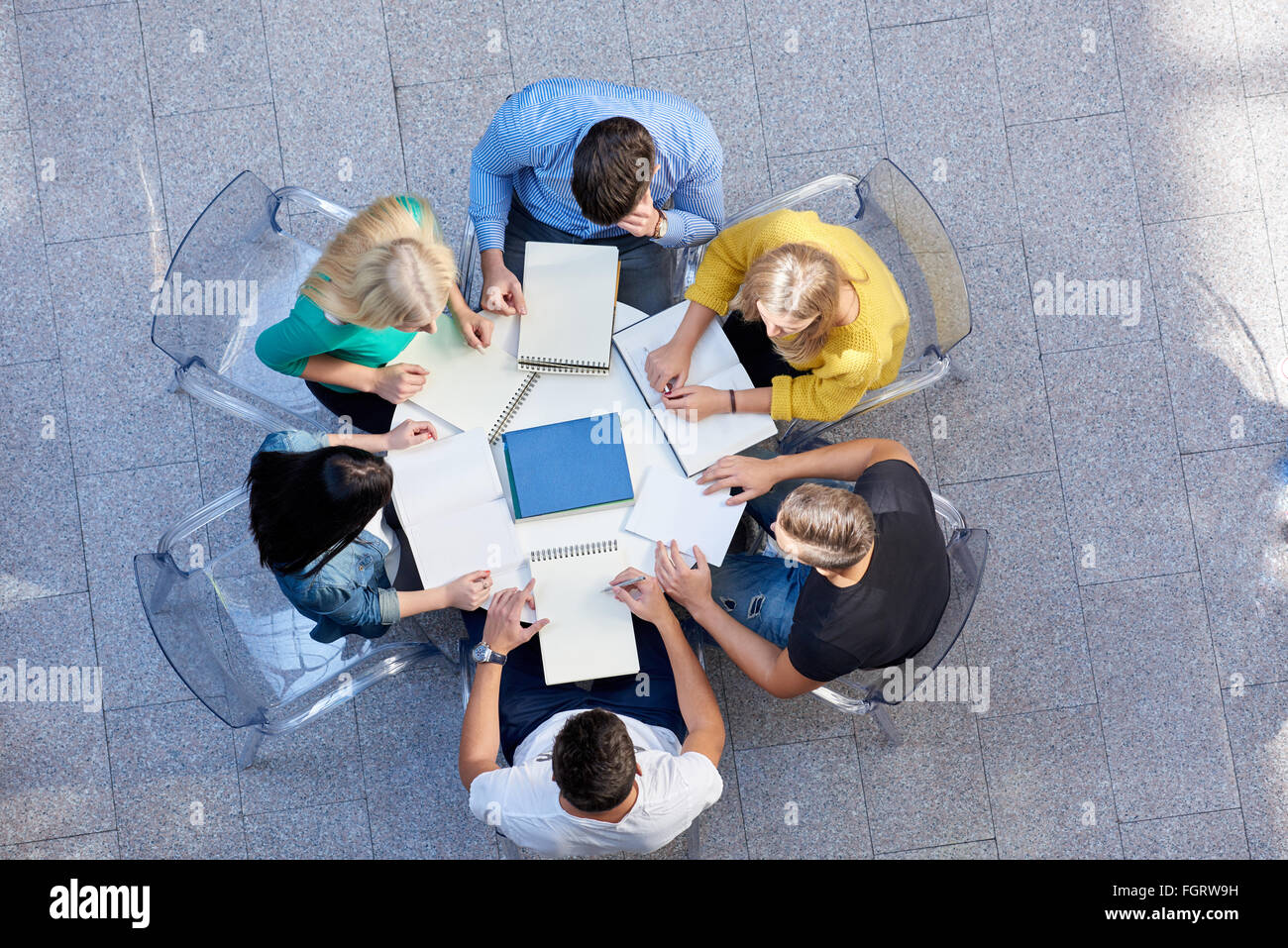 group of students top view Stock Photo - Alamy