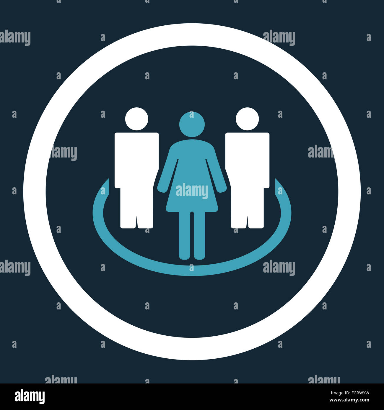 Society flat blue and white colors rounded vector icon Stock Photo - Alamy