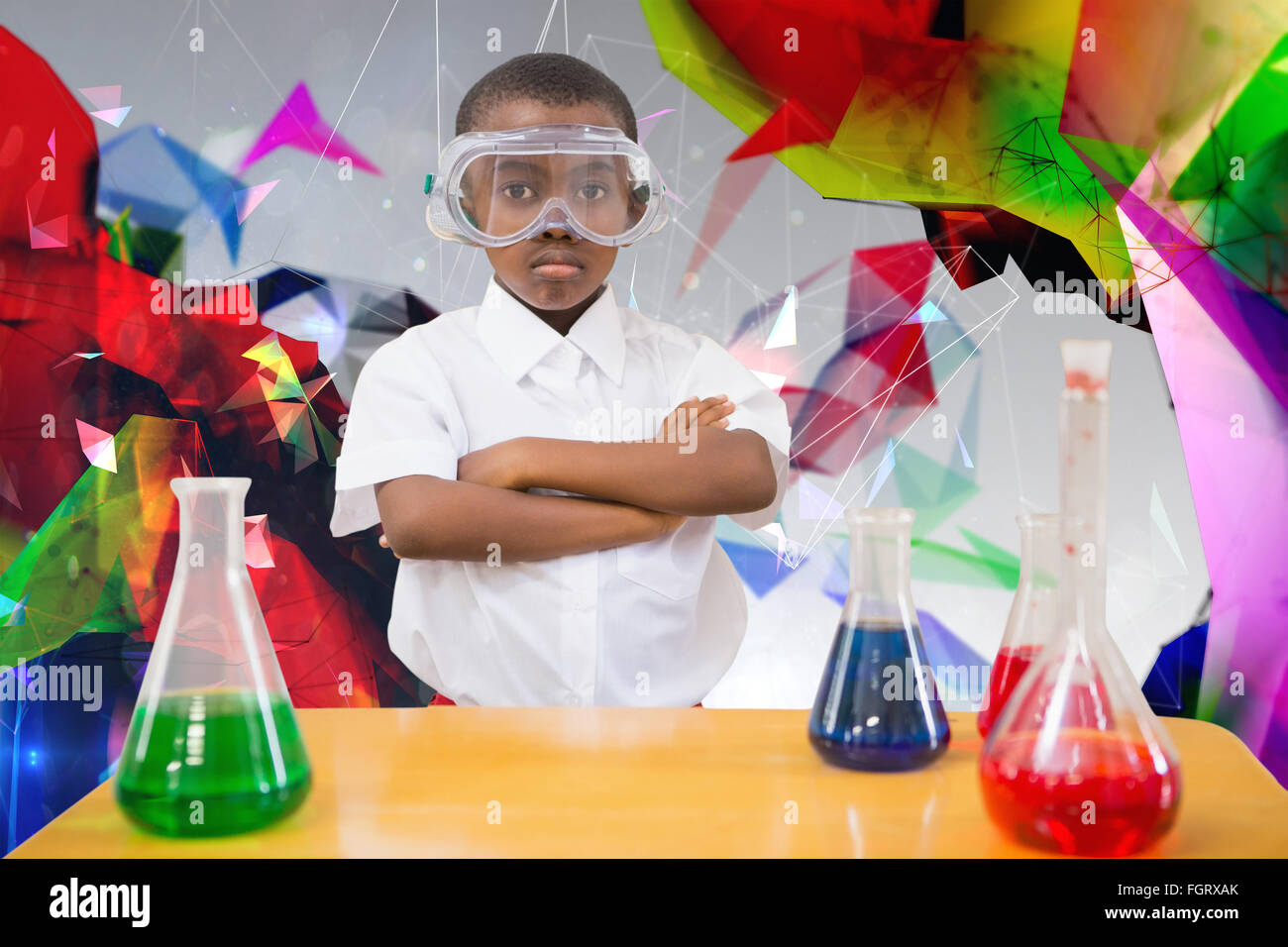 Composite image of pupil conducting science experiment Stock Photo - Alamy