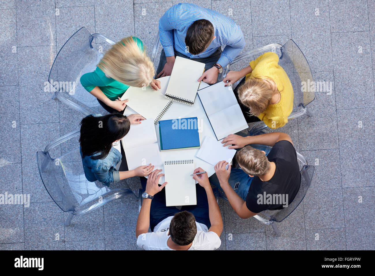 group of students top view Stock Photo - Alamy