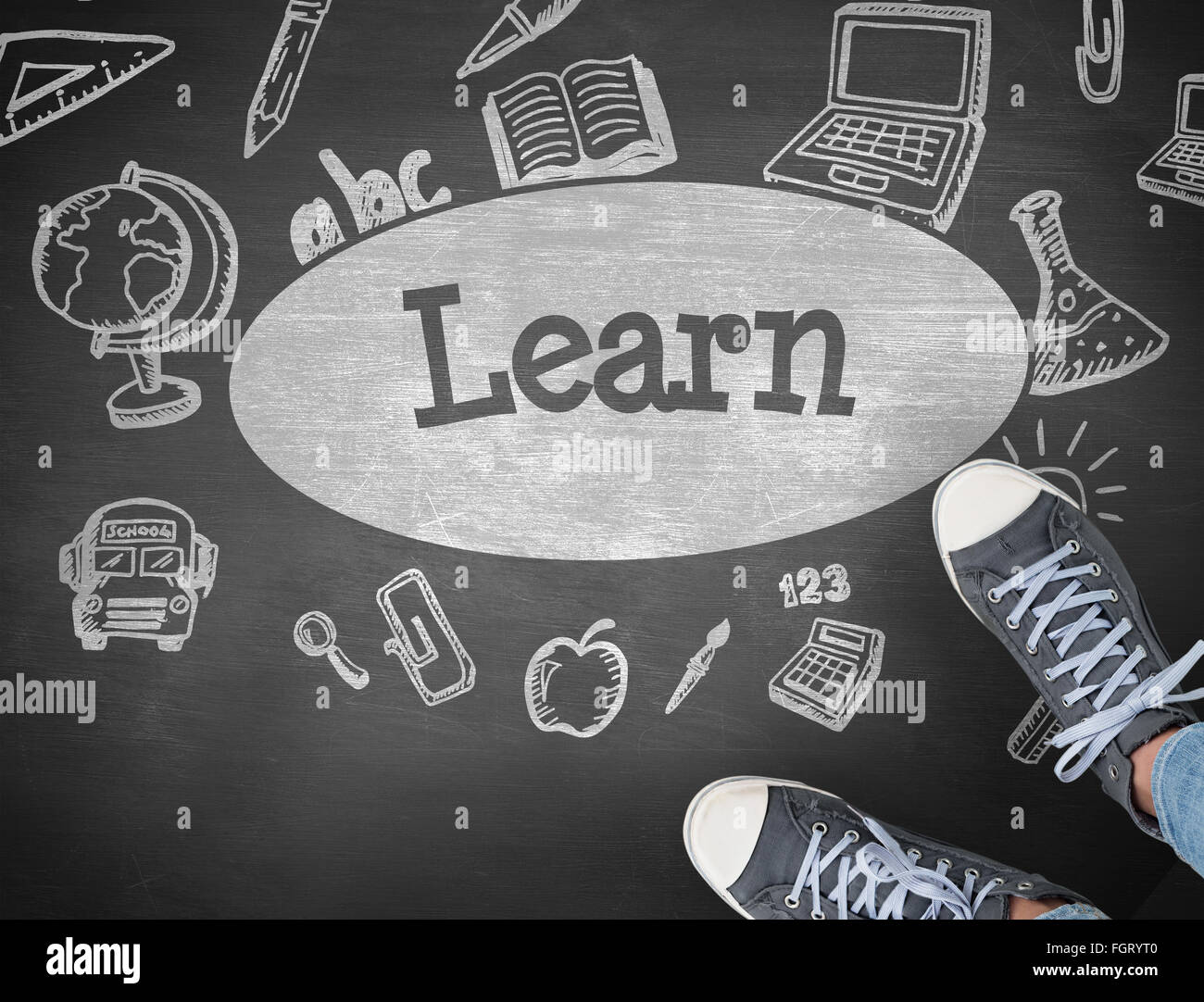 Learn against black background Stock Photo - Alamy