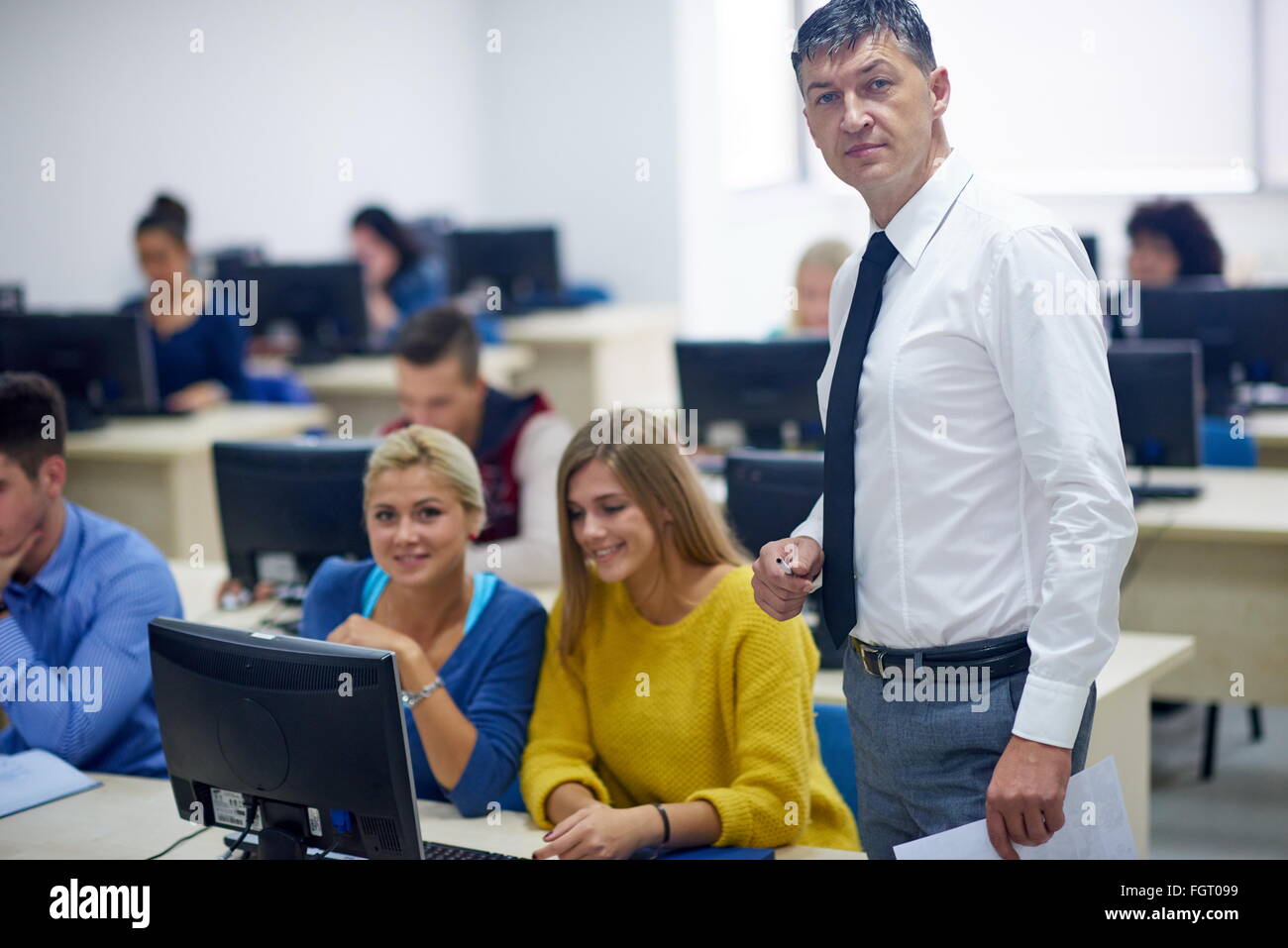 students with teacher in computer lab classrom Stock Photo - Alamy