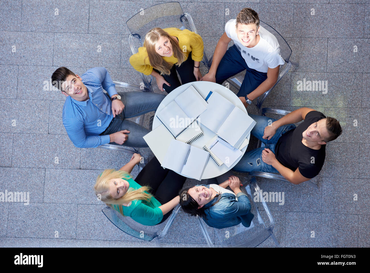 group of students top view Stock Photo - Alamy