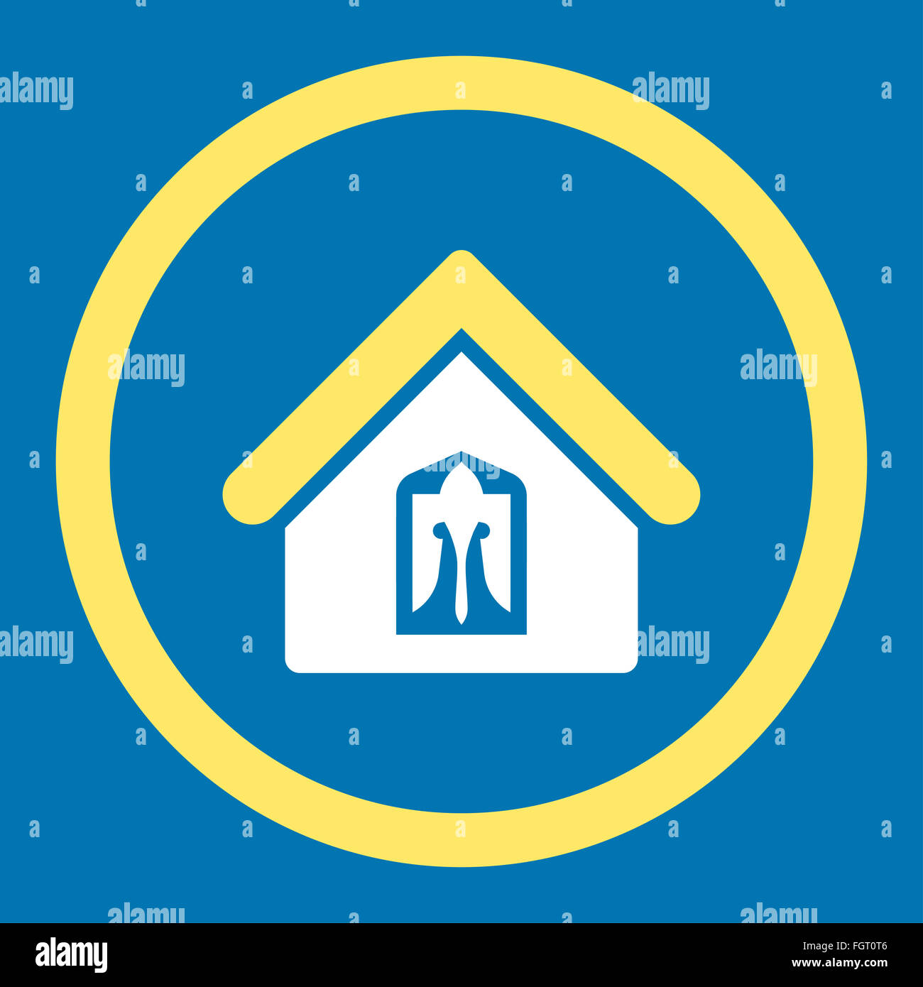 Home flat yellow and white colors rounded vector icon Stock Photo - Alamy
