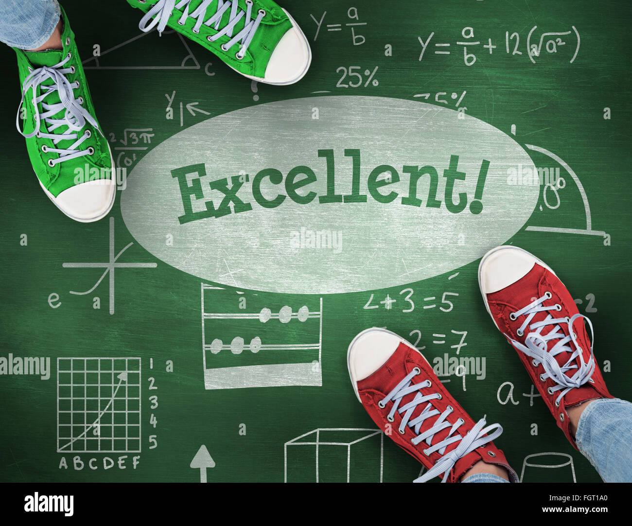 Excellent! against green chalkboard Stock Photo - Alamy
