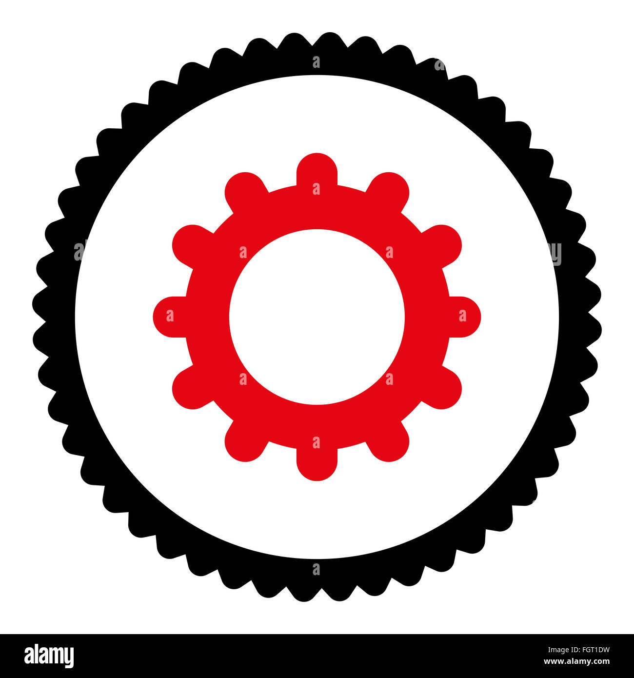 Gear flat intensive red and black colors round stamp icon Stock Photo ...