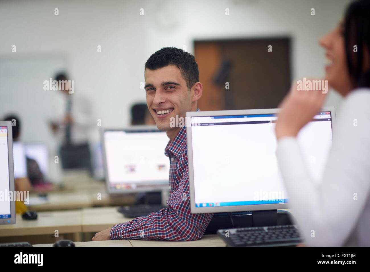 students group in computer lab classroom Stock Photo - Alamy