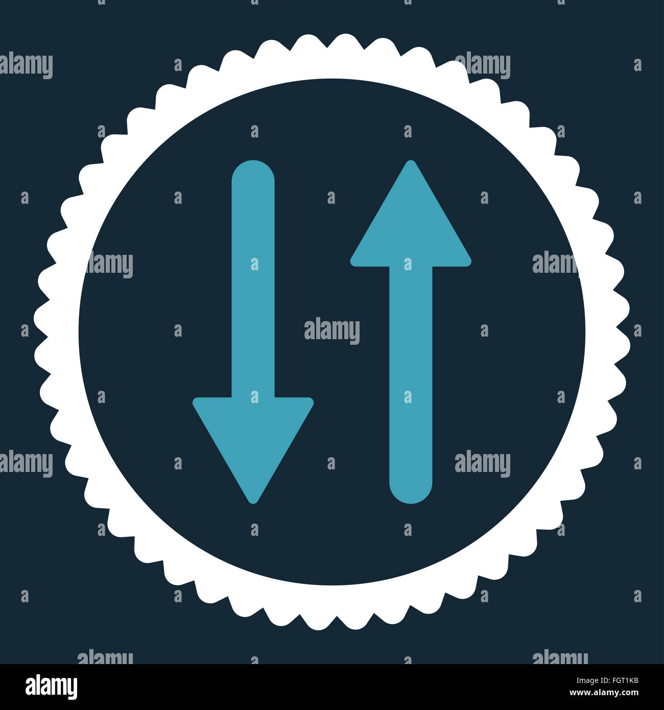 Arrows Exchange Vertical flat blue and white colors round stamp icon ...