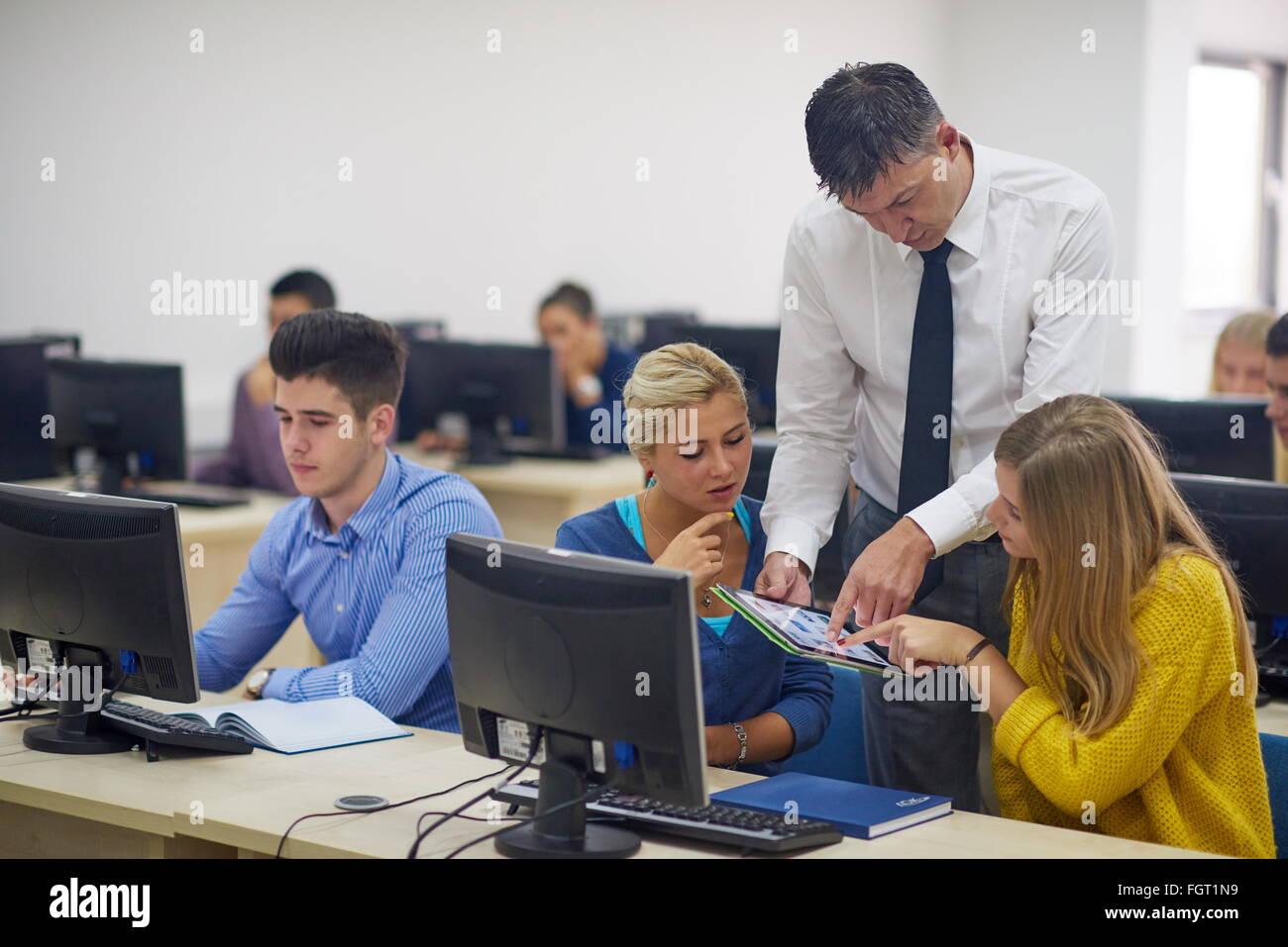 students with teacher in computer lab classrom Stock Photo - Alamy