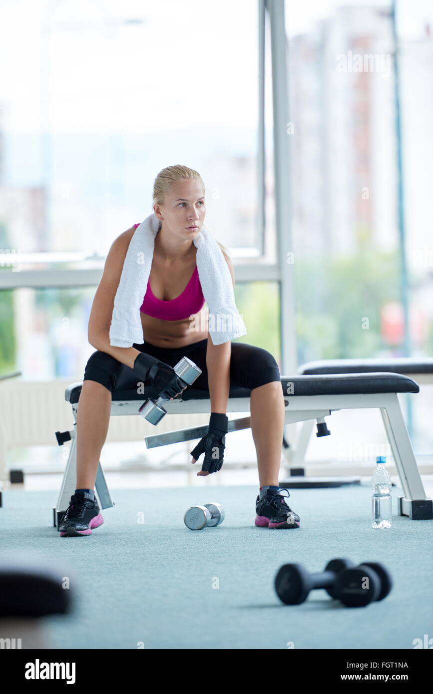 young woman exercise with dumbells Stock Photo - Alamy