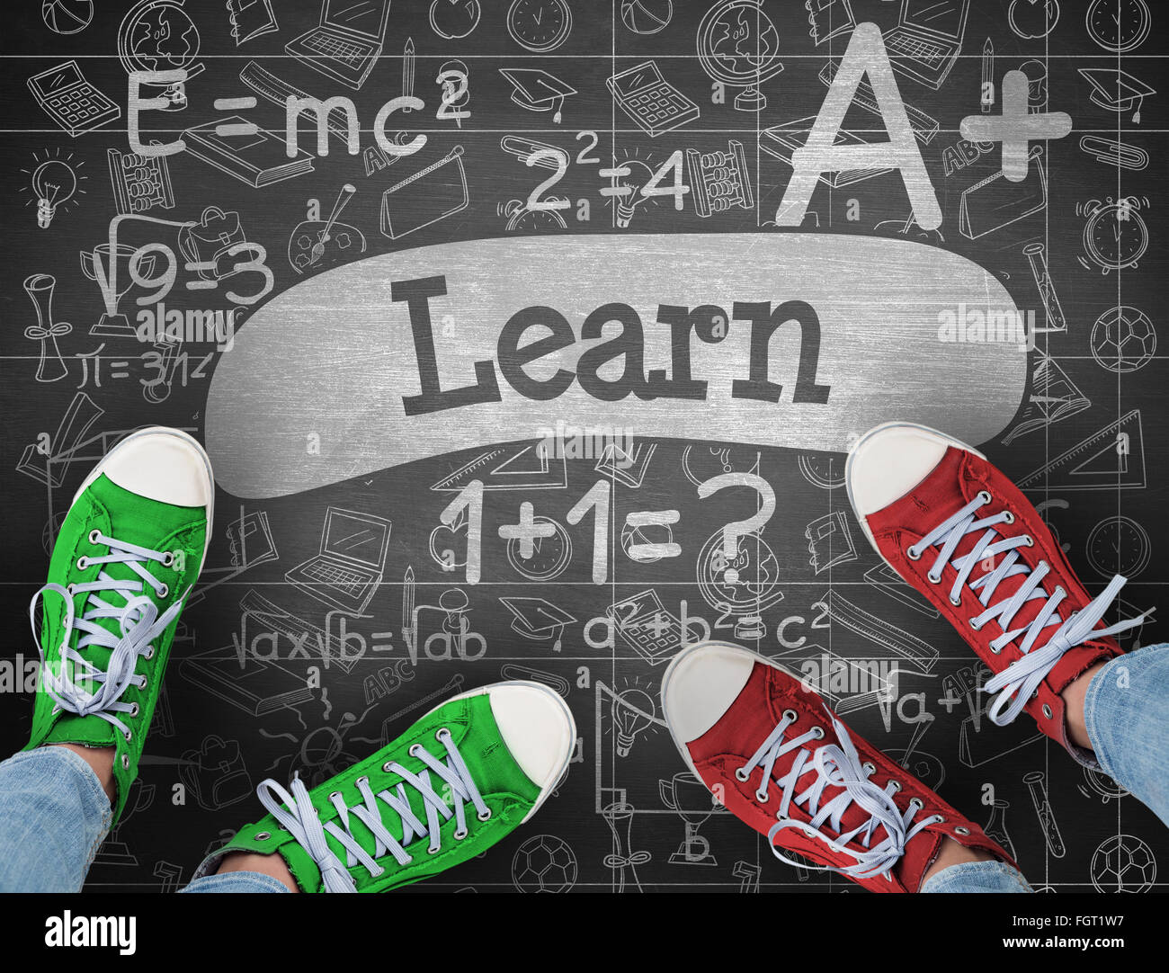 Learn against black background Stock Photo - Alamy