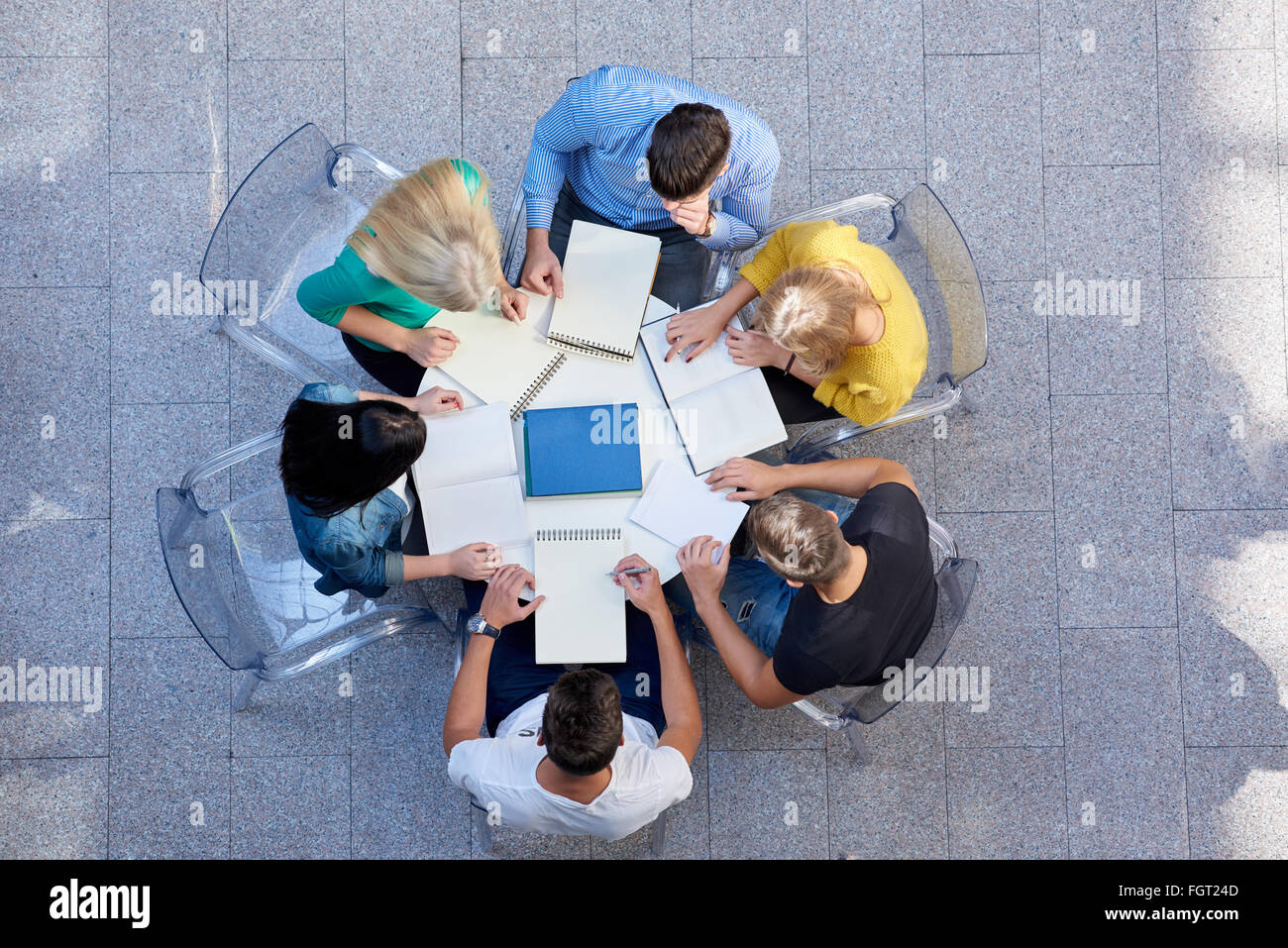 group of students top view Stock Photo - Alamy