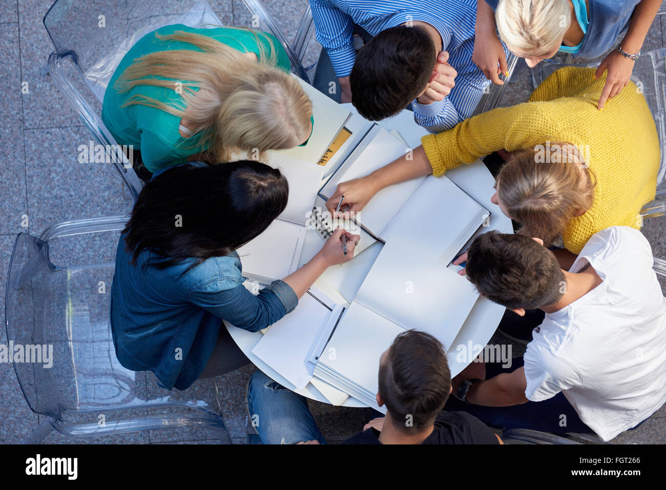 group of students top view Stock Photo - Alamy