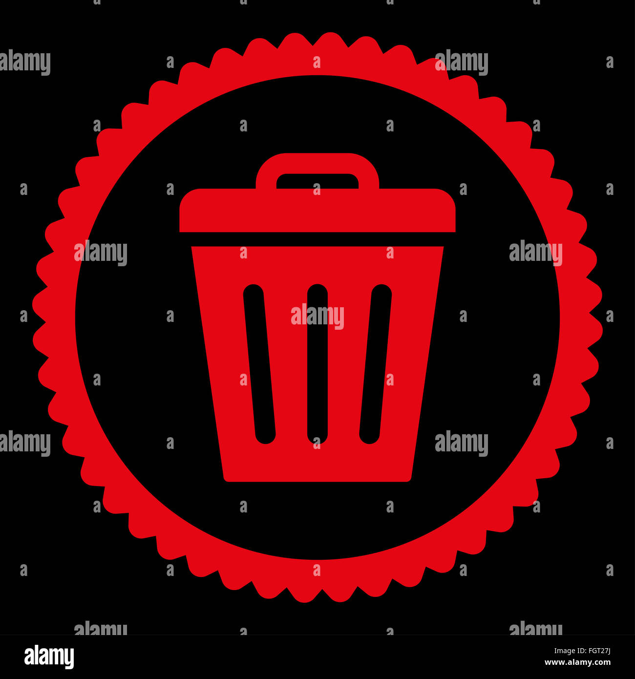 Trash Can flat red color round stamp icon Stock Photo - Alamy