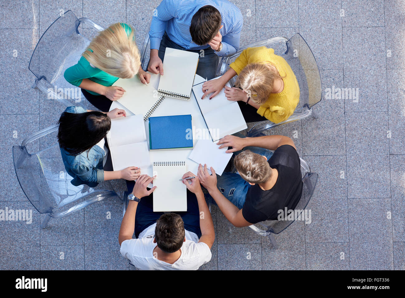 group of students top view Stock Photo - Alamy