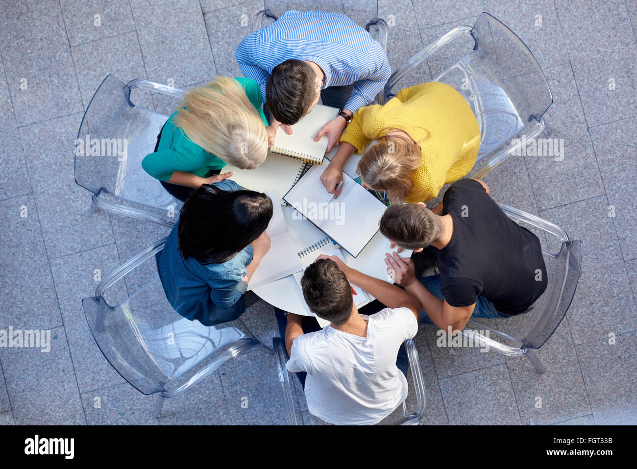 group of students top view Stock Photo - Alamy