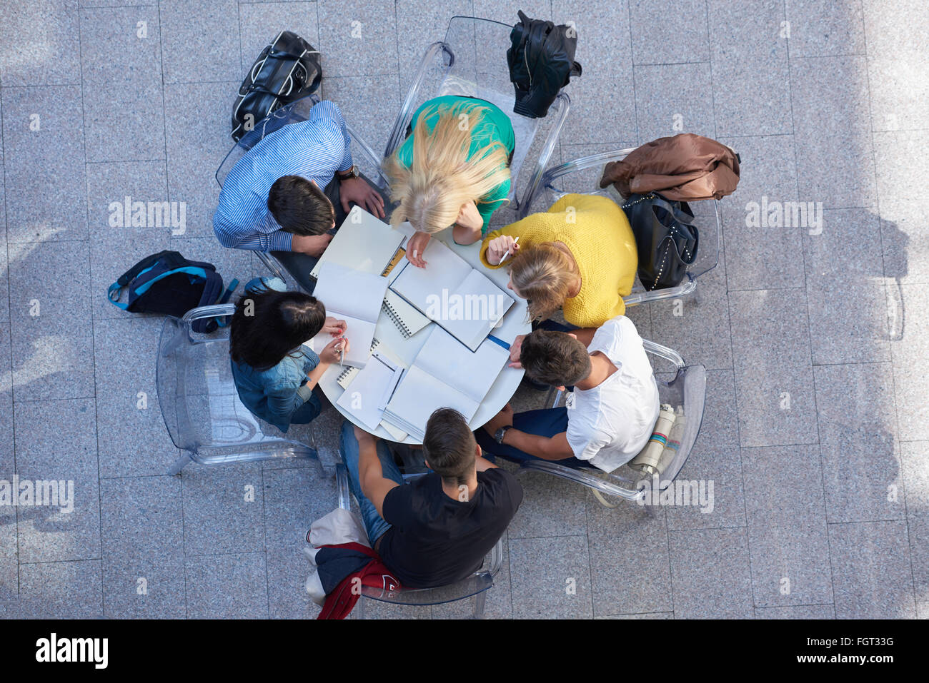 group of students top view Stock Photo - Alamy