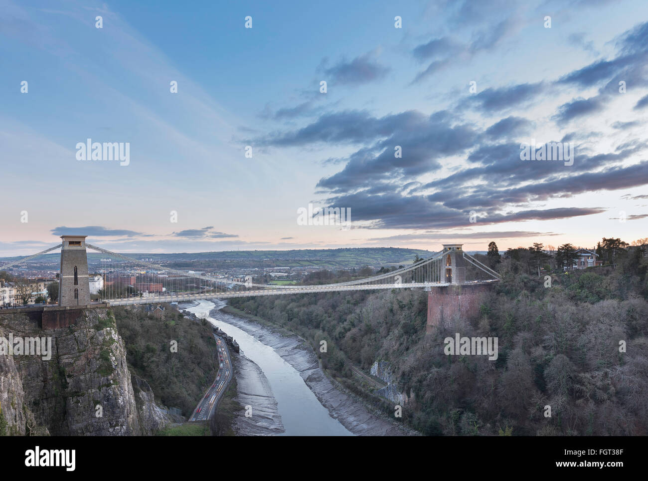 Clifton Suspension Bridge and the Avon Gorge with evening light Stock ...