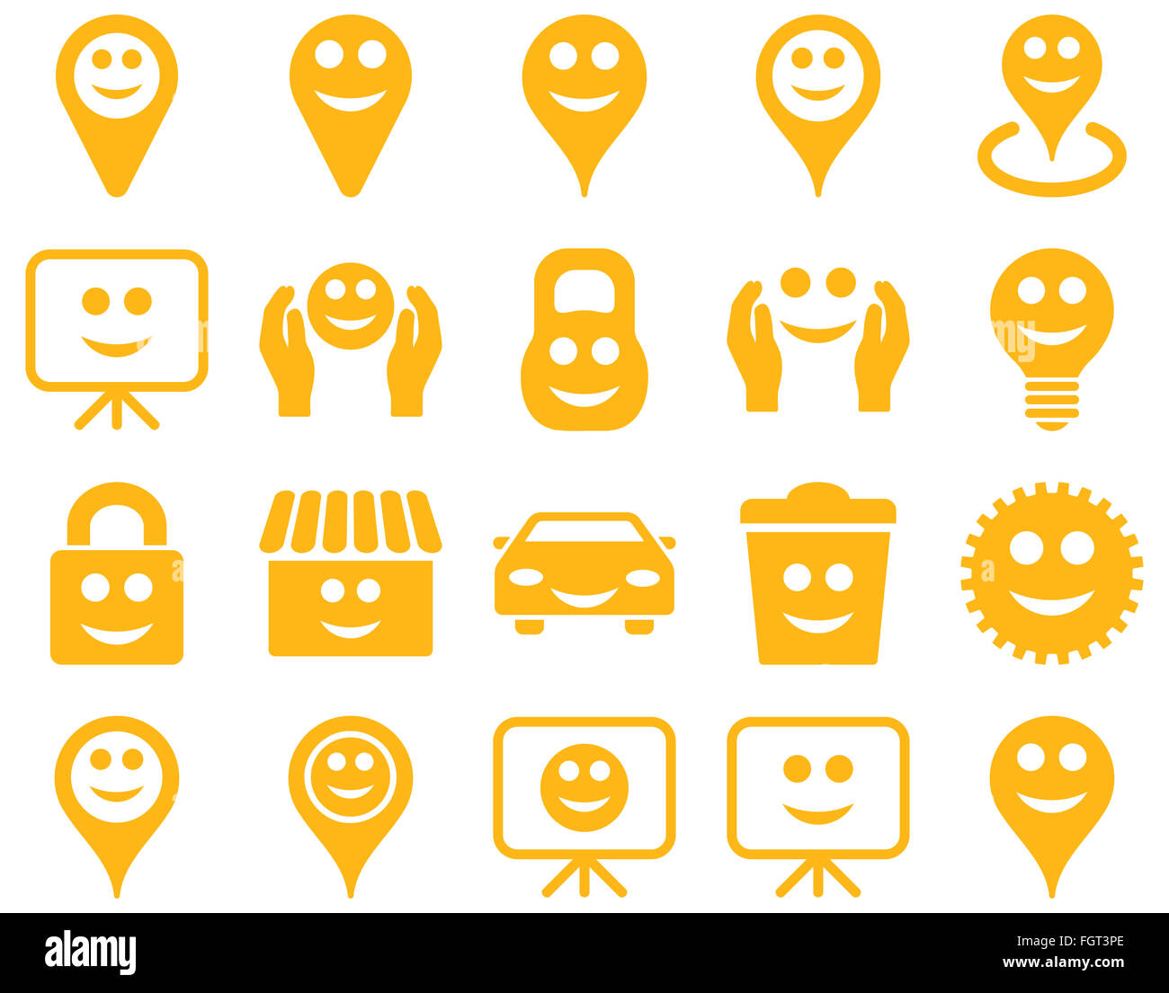 Tools, options, smiles, objects icons Stock Photo - Alamy