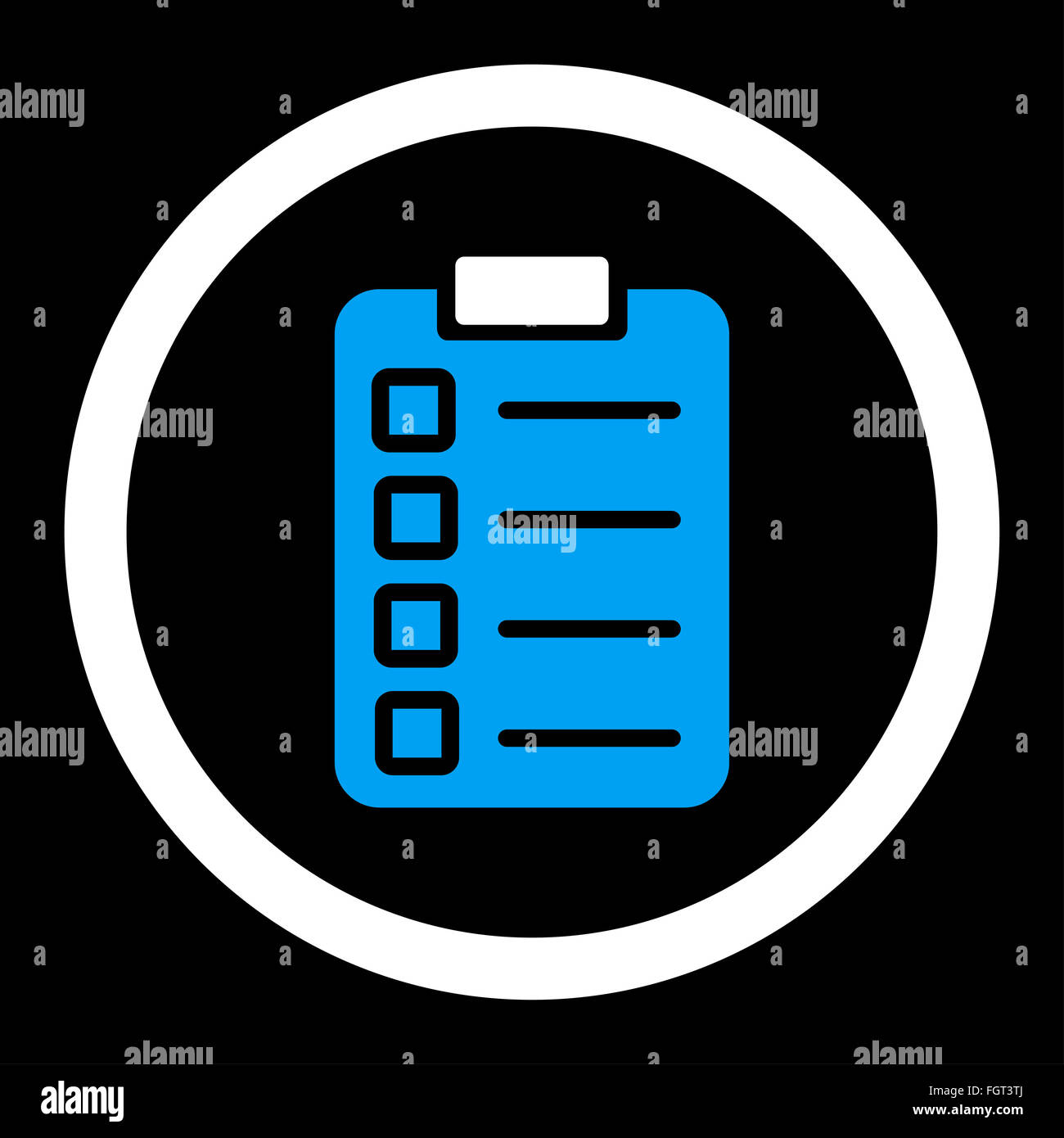 Test task flat blue and white colors rounded vector icon Stock Photo ...
