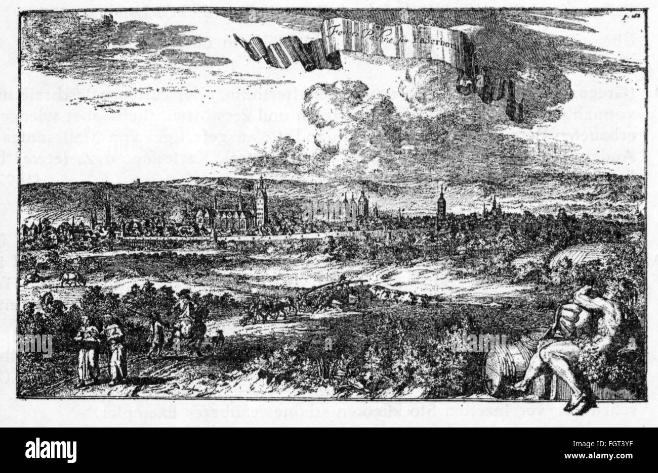 geography / travel, Germany, Paderborn, view, copper engraving ...