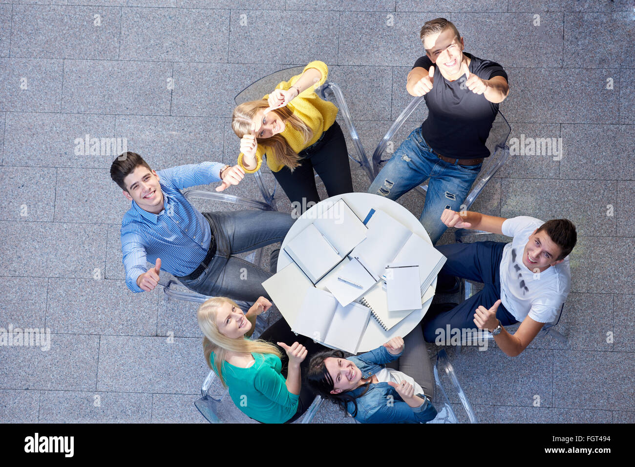group of students top view Stock Photo - Alamy