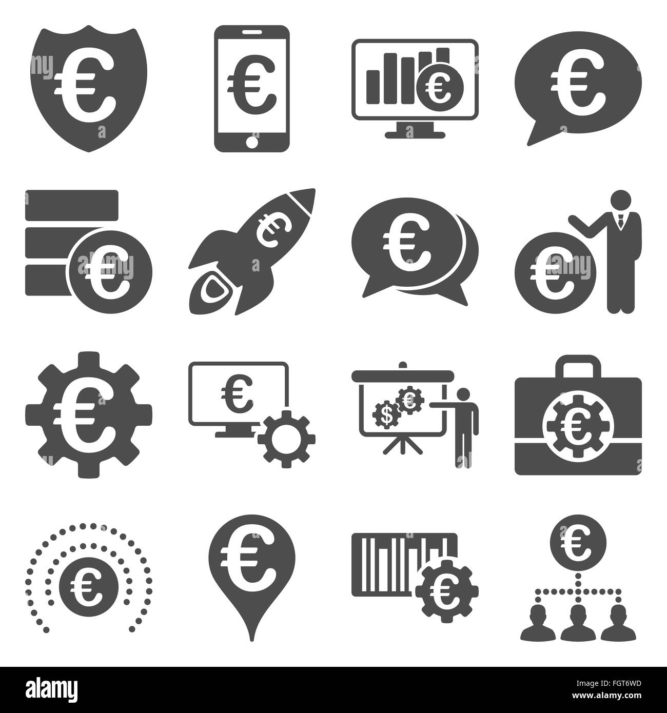Euro banking business and service tools icons Stock Photo - Alamy