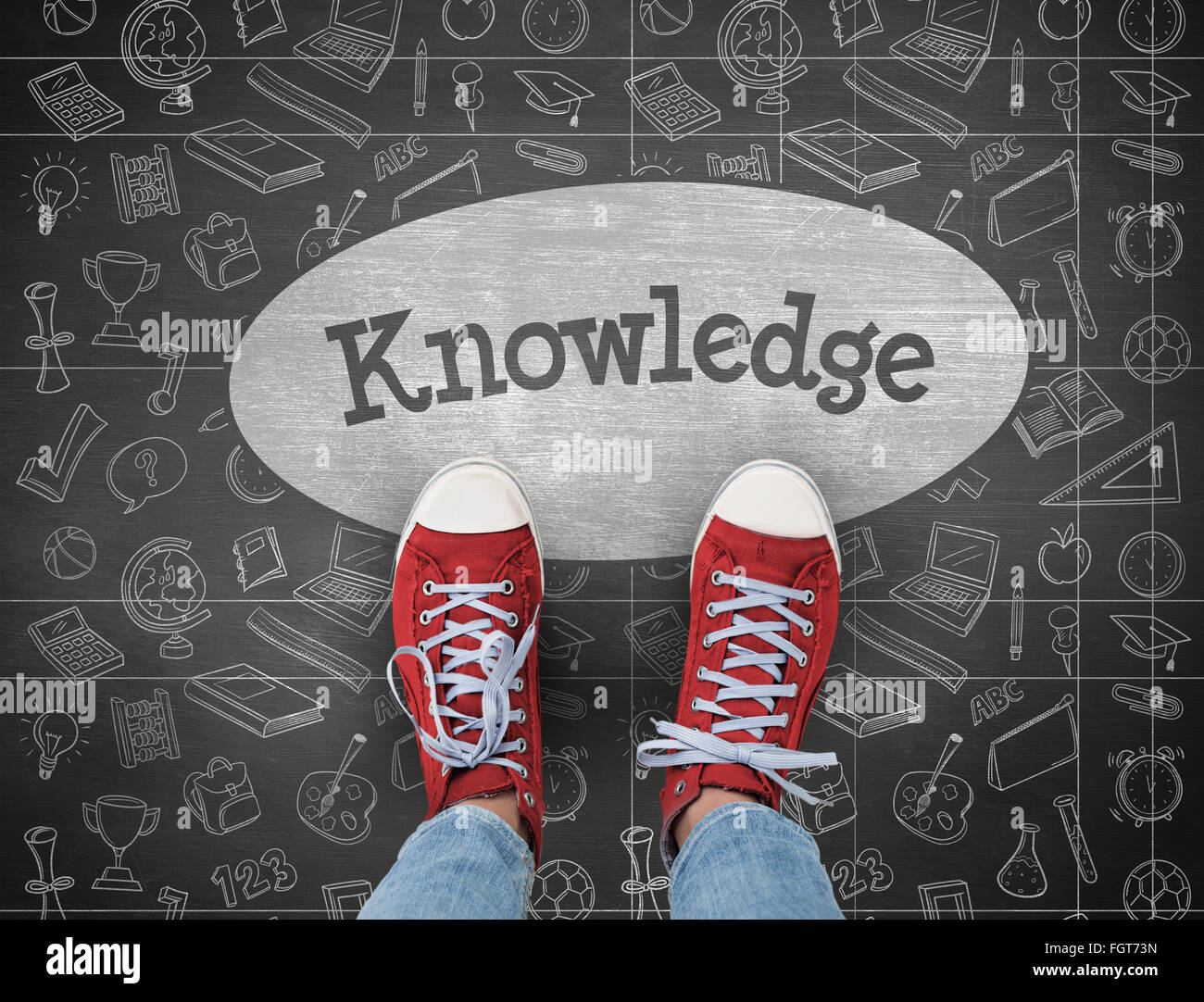 Knowledge against black background Stock Photo - Alamy