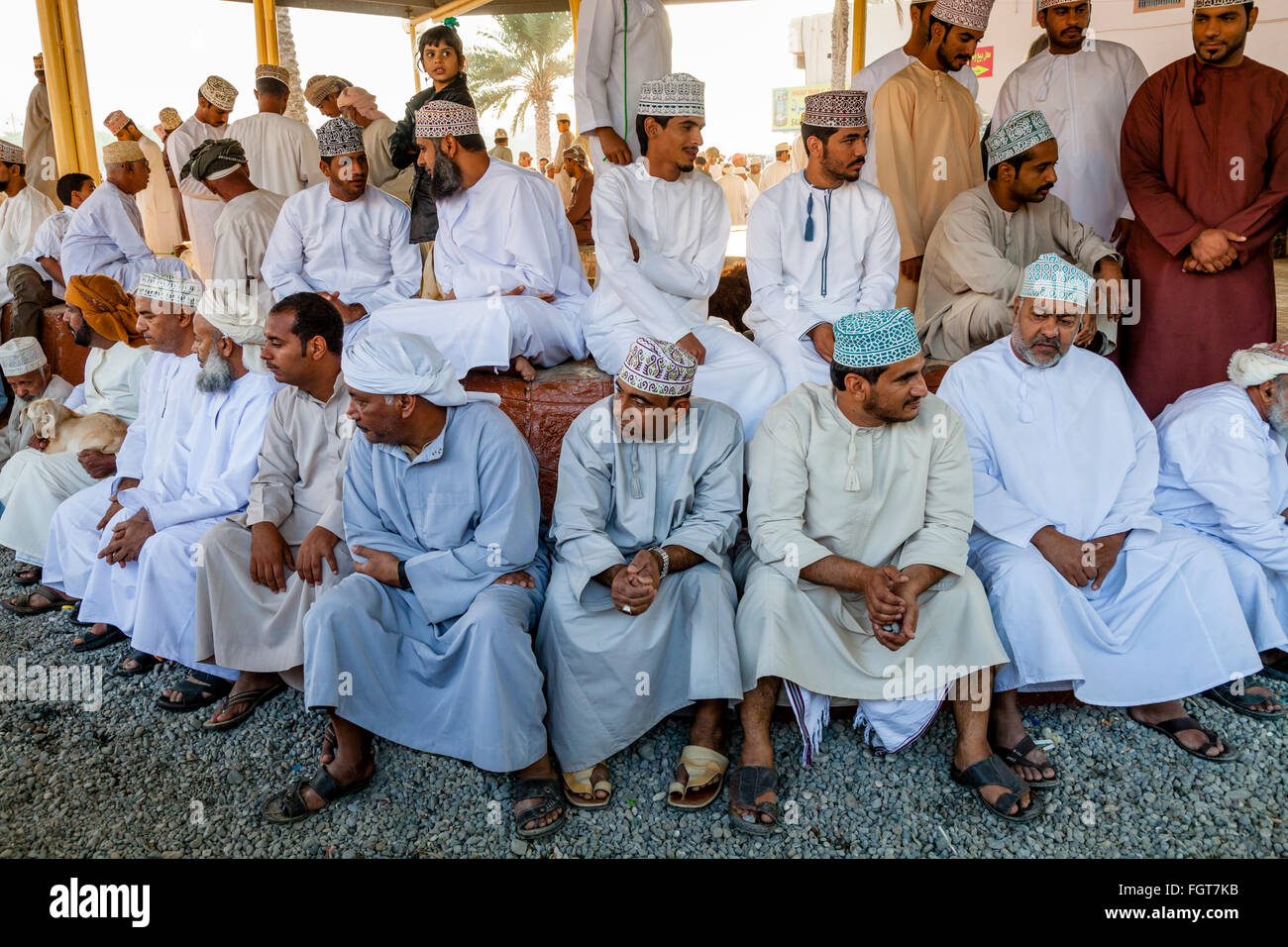 Omani Men In Traditional Dress At The Friday Livestock Market, Nizwa ...