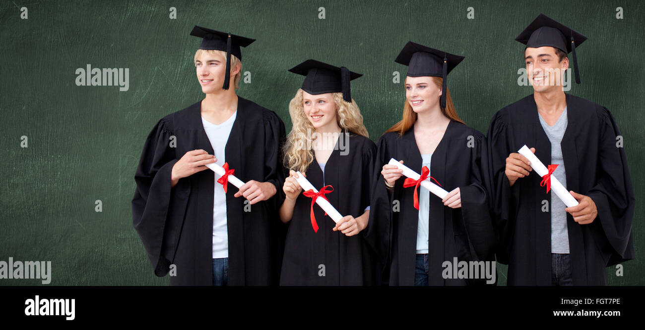 Composite image of group of people celebrating after graduation Stock ...