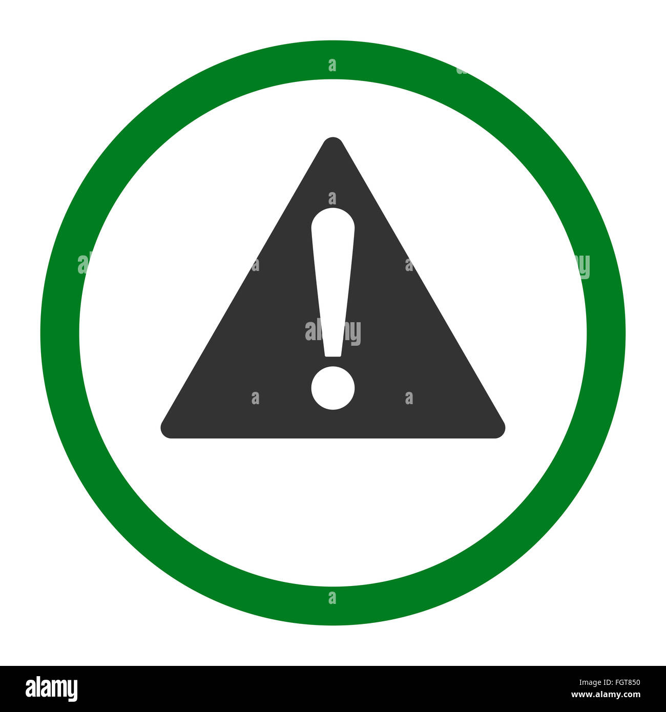 Warning flat green and gray colors rounded vector icon Stock Photo - Alamy