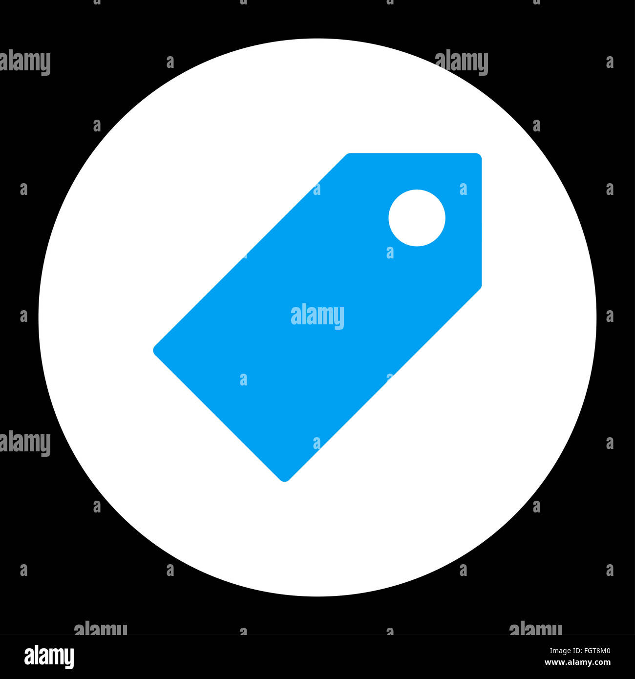 Tag flat blue and white colors round button Stock Photo - Alamy