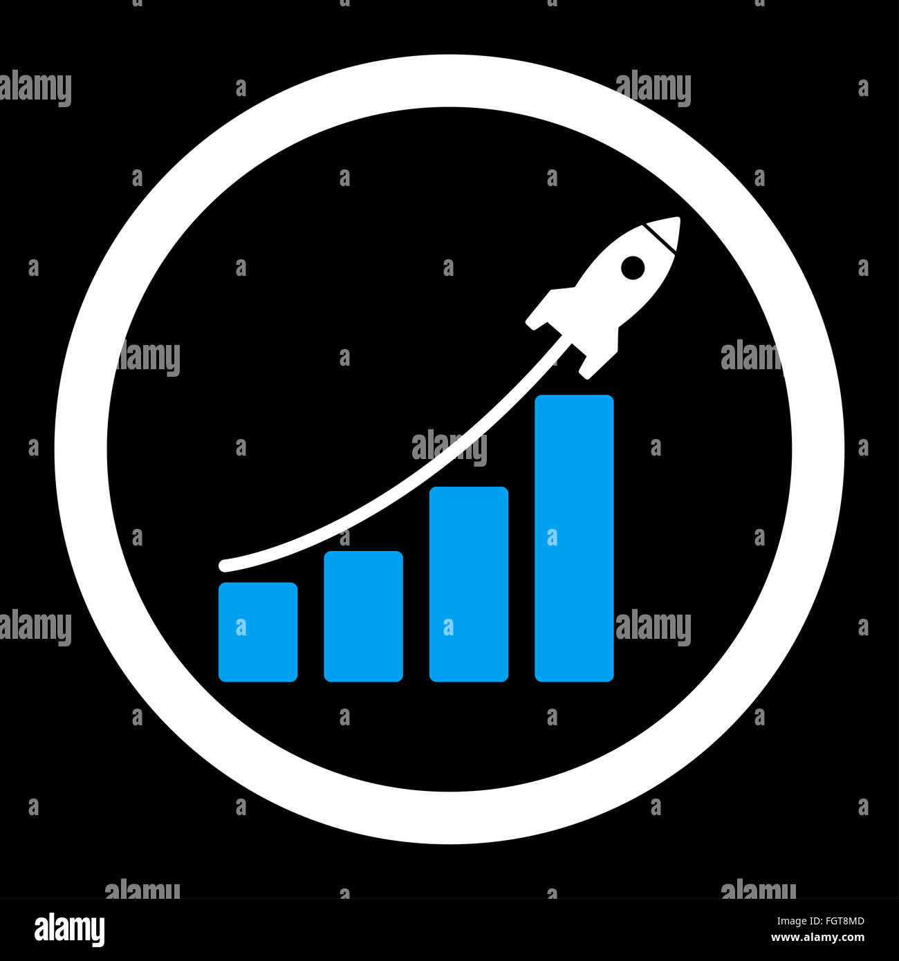 Startup sales flat blue and white colors rounded vector icon Stock ...