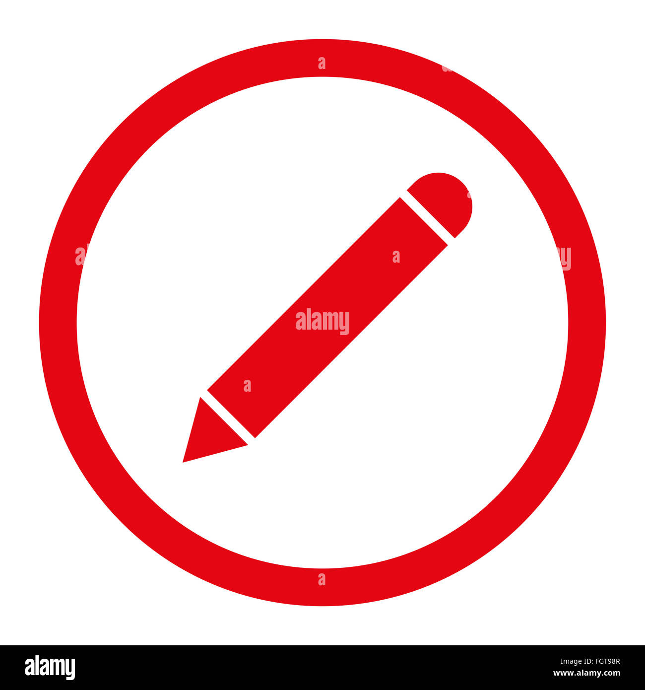 Pencil flat red color rounded raster icon Stock Photo - Alamy
