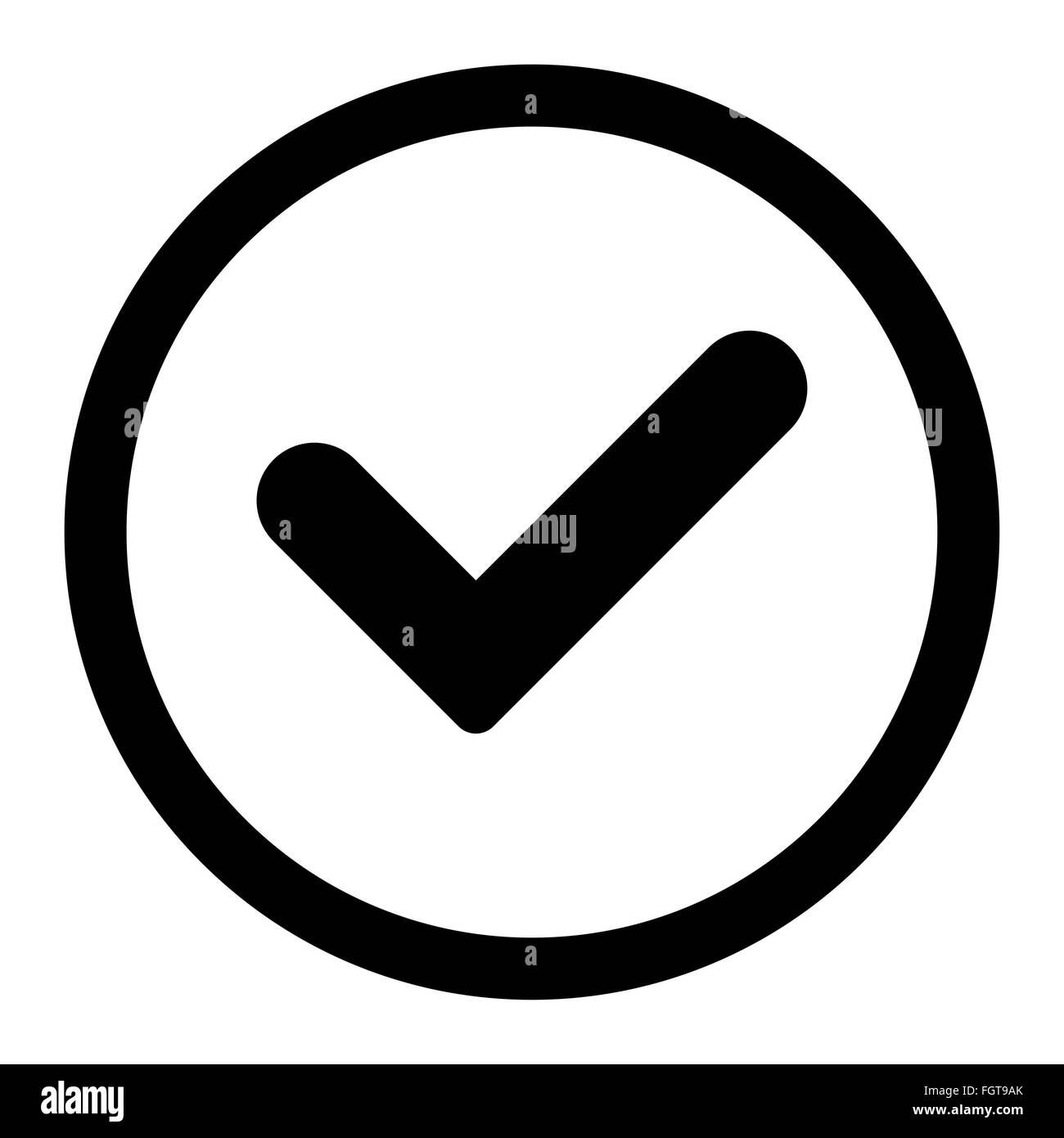 Yes flat black color rounded vector icon Stock Photo - Alamy