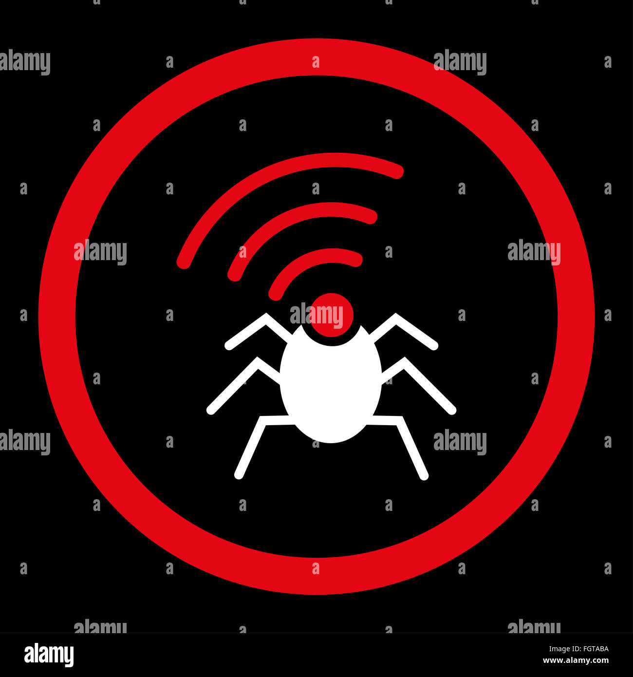 Radio spy bug flat red and white colors rounded glyph icon Stock Photo ...