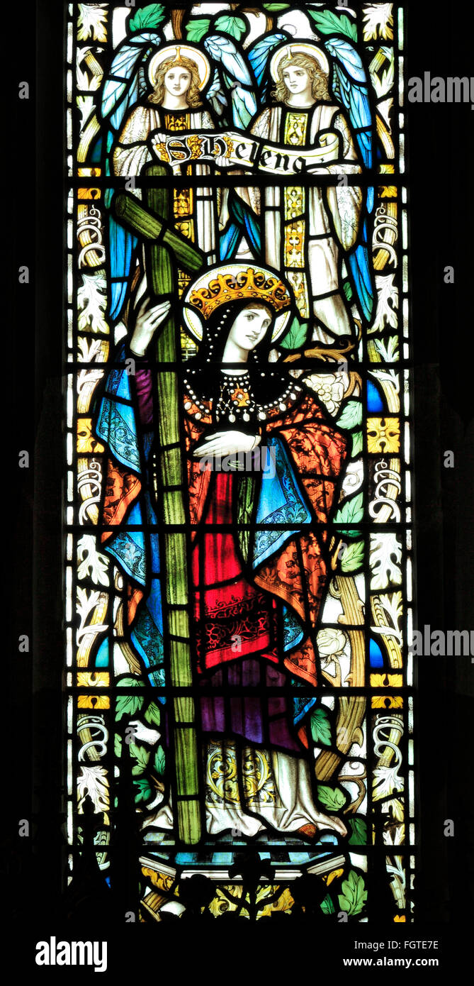 St. Helena, St. Helen, stained glass window, holding True Cross, mother ...
