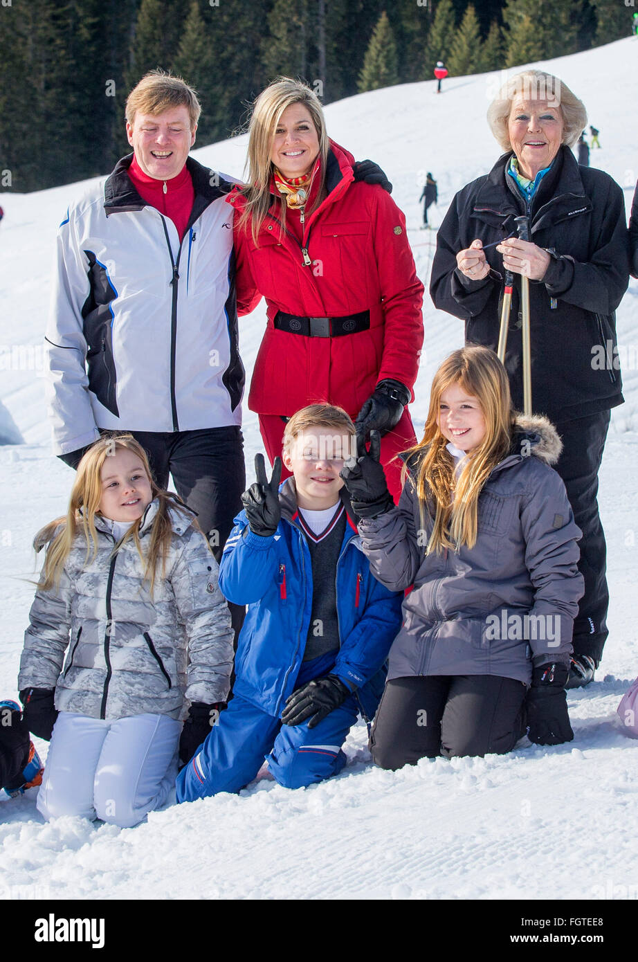 Lech, Austria. 22nd February, 2016. Dutch King Willem-Alexander, Queen ...