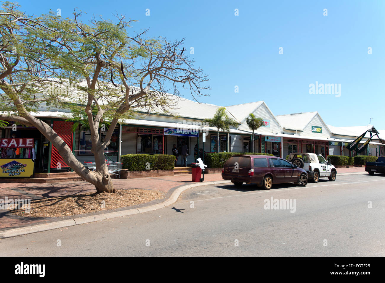 A row of small shops ion Dampier Terrace in Chinatown shopping district ...