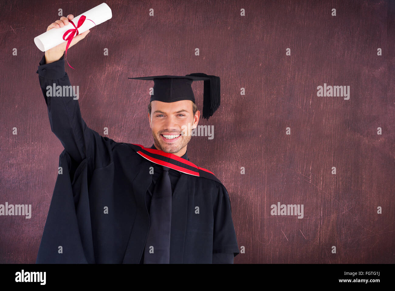 Composite image of happy attractive boy after his graduation Stock ...