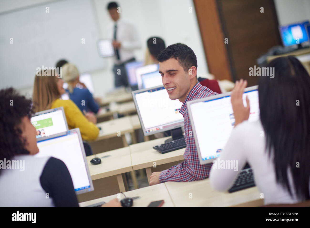 students group in computer lab classroom Stock Photo - Alamy