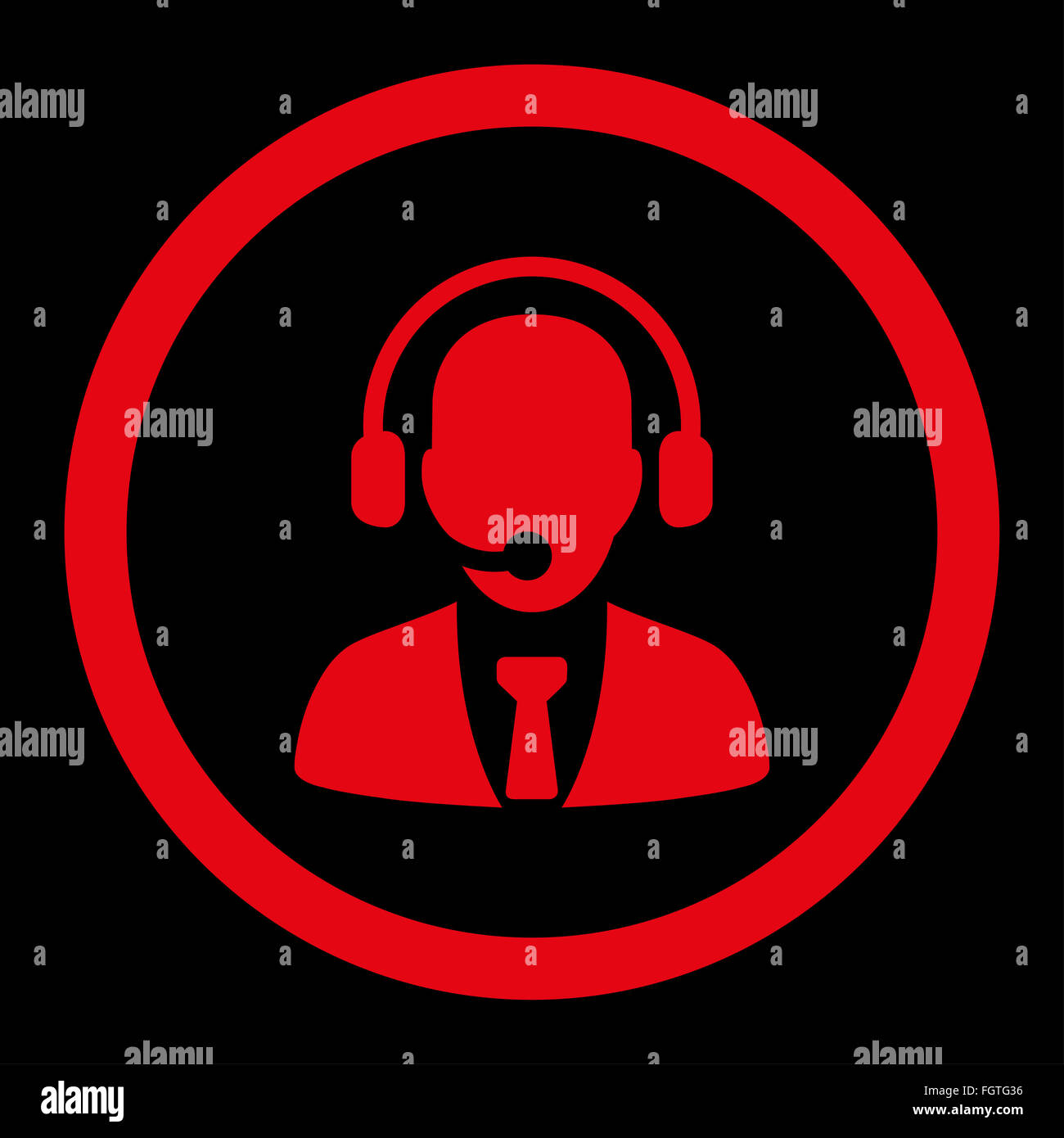 Call center flat red color rounded vector icon Stock Photo - Alamy