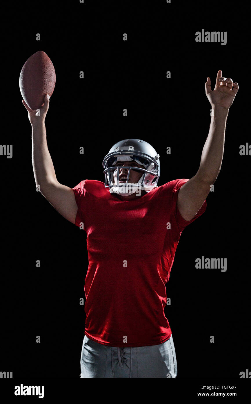 Football player cheering arms hi-res stock photography and images - Alamy