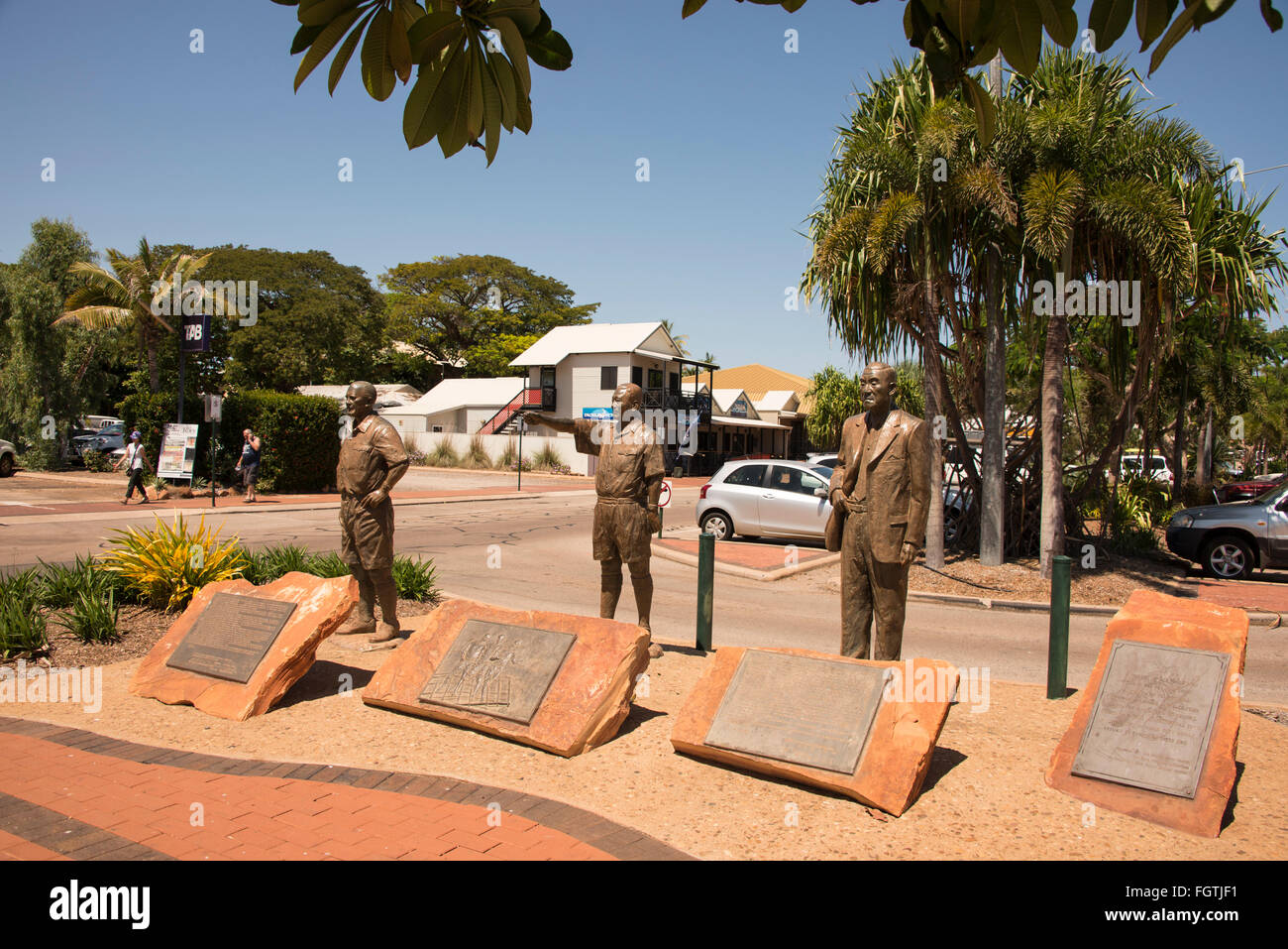 The statues of Tokuichi Kuribayashi, Hiroshi Iwaki, and Keith Francis ...