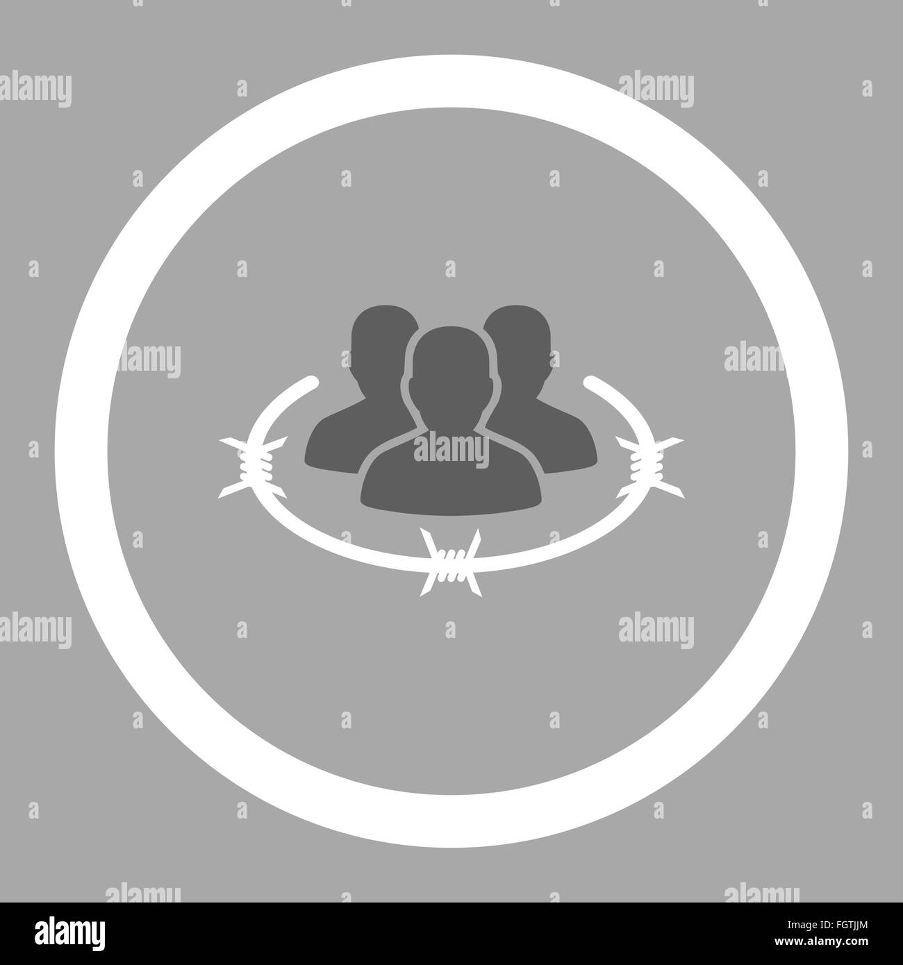 Strict management flat dark gray and white colors rounded vector icon ...